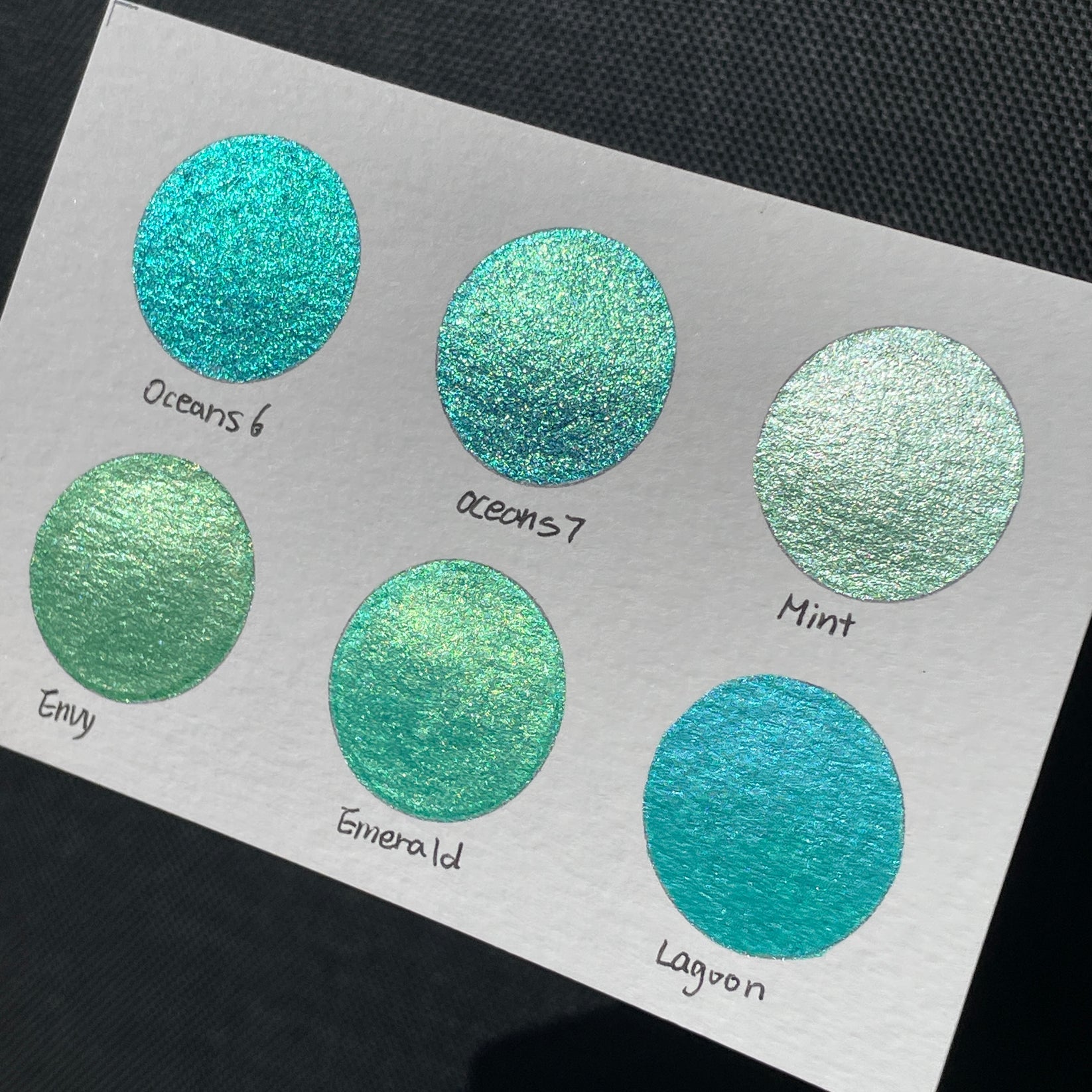 Teal set Handmade Shimmer Metallic Chameleon Colorshift Watercolor Pai ...